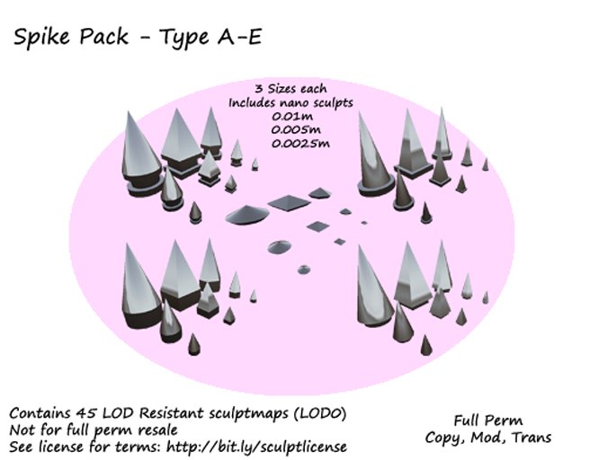 Second Life Marketplace - [RW] Spike Pack [Series 1 - Type A-E] [ Full ...